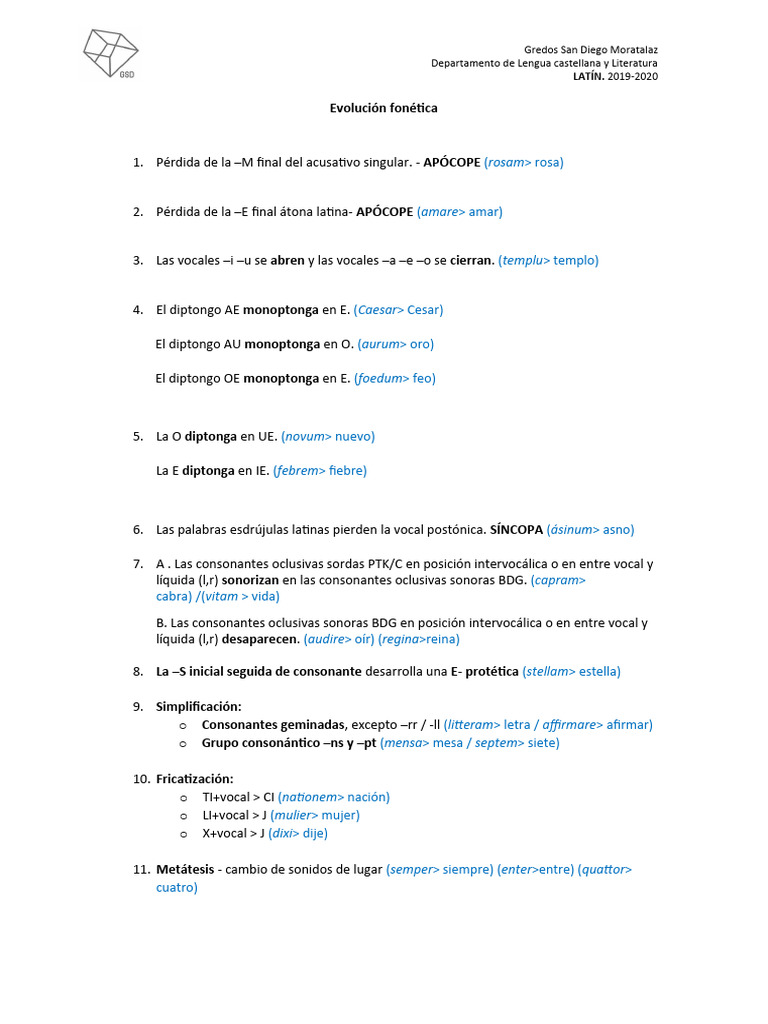 Evolución Fonética 2ºBACH | Descargar gratis PDF | Idiomas | Estudios ...