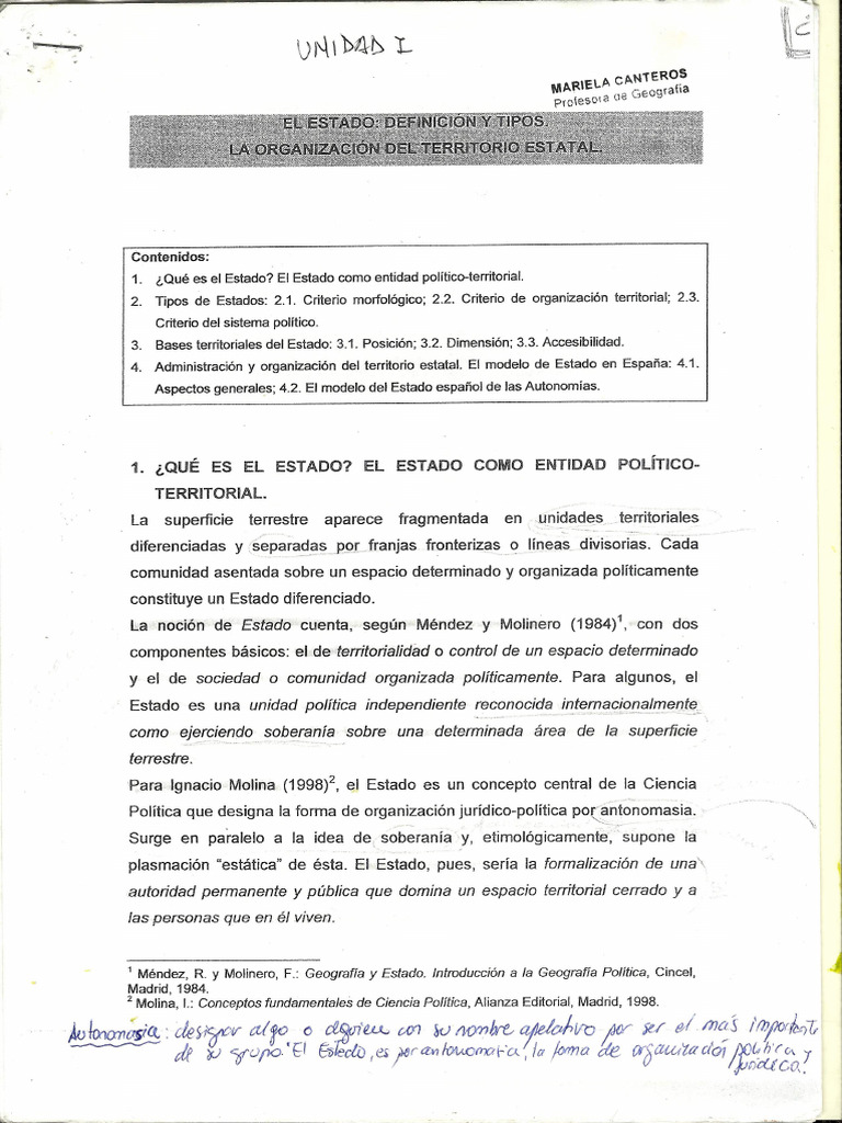 Estado. Definición y Tipos. La Organización Del Territorio Estatal | PDF