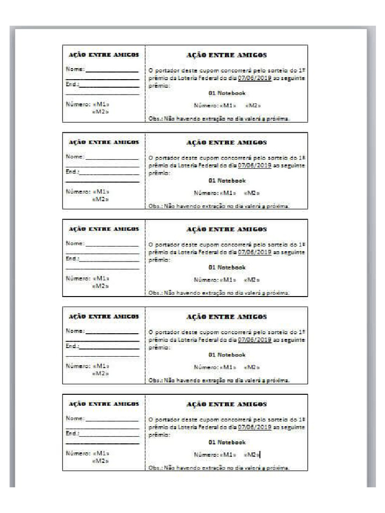 Modelo de Rifa Numerada | PDF