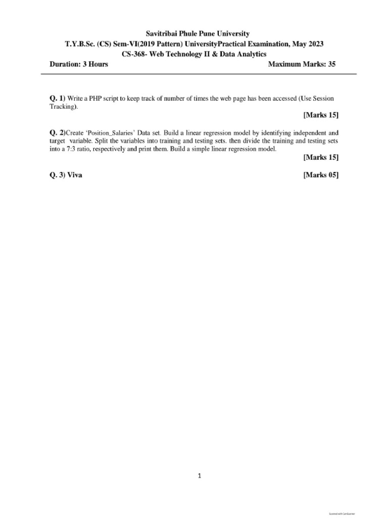 TYBSc(CS) WT & DA Practical Slips-1 | PDF TYBSc(CS) WT & DA Practical Slips-1 | PDF