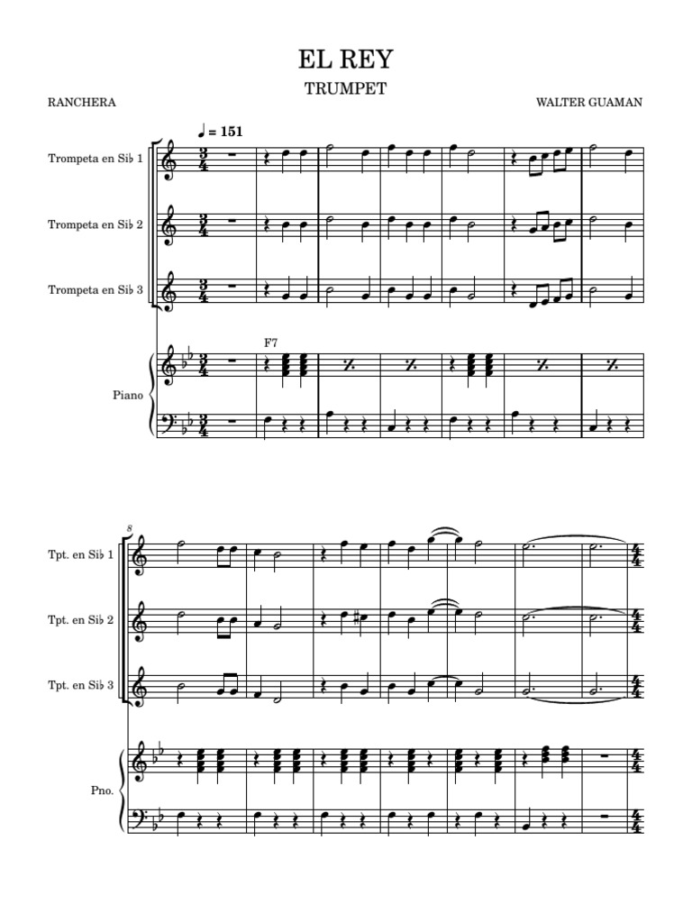 El Rey Mariachi-Partitura y Partes | PDF