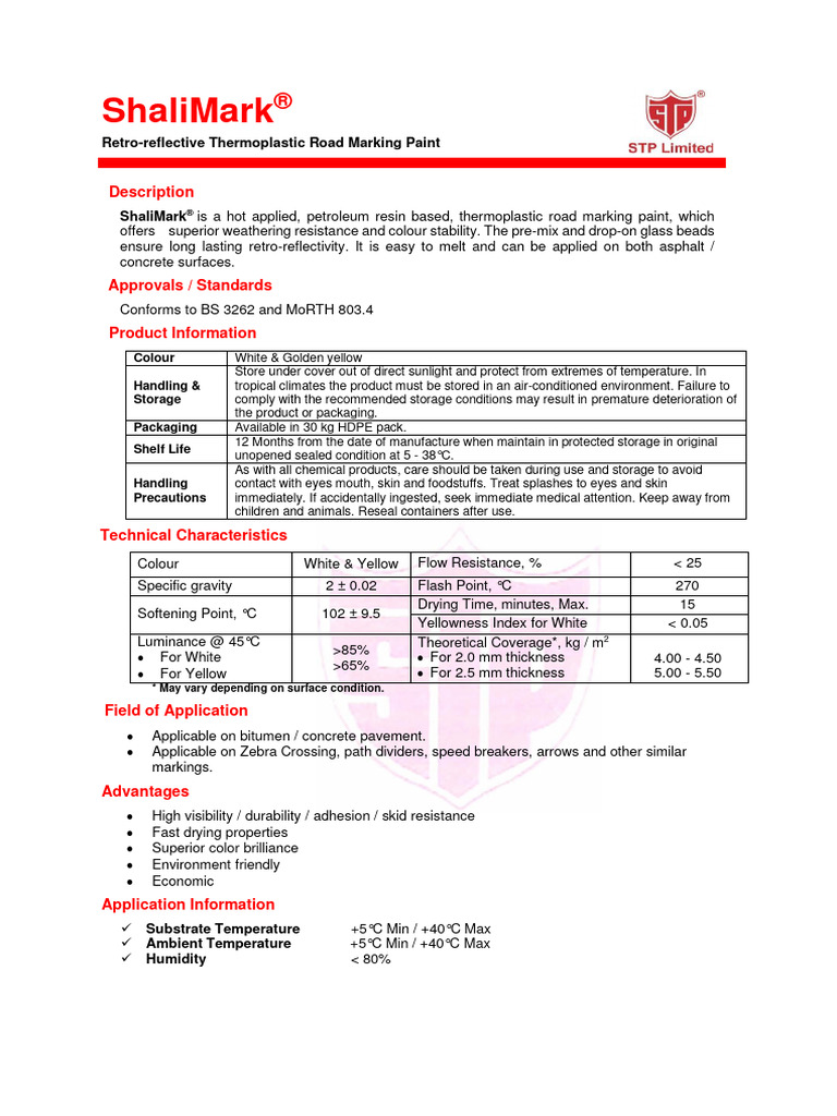ShaliMark Thermoplastic Road Marking Paint | Download Free PDF | Paint | Materials