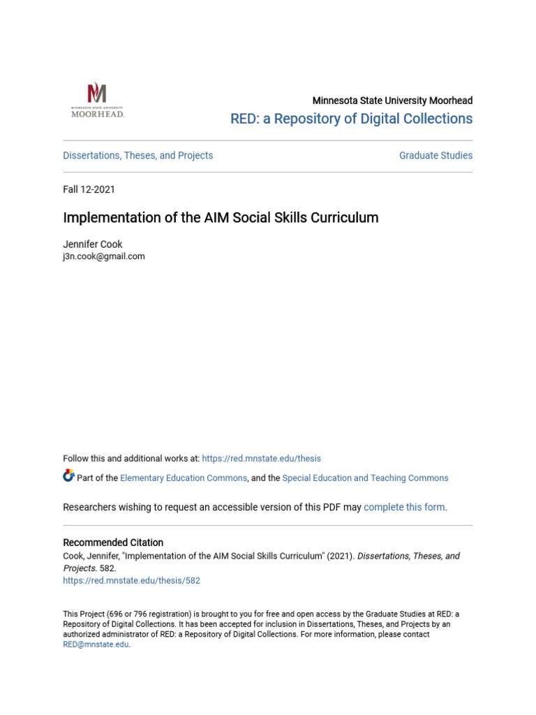 Implementation of The AIM Social Skills Curriculum | PDF | Mindfulness ...