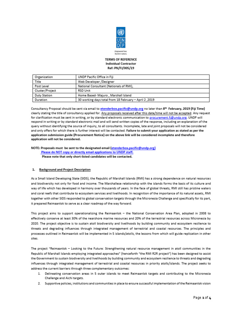 TOR Sample | PDF | Ecological Resilience | Natural Environment