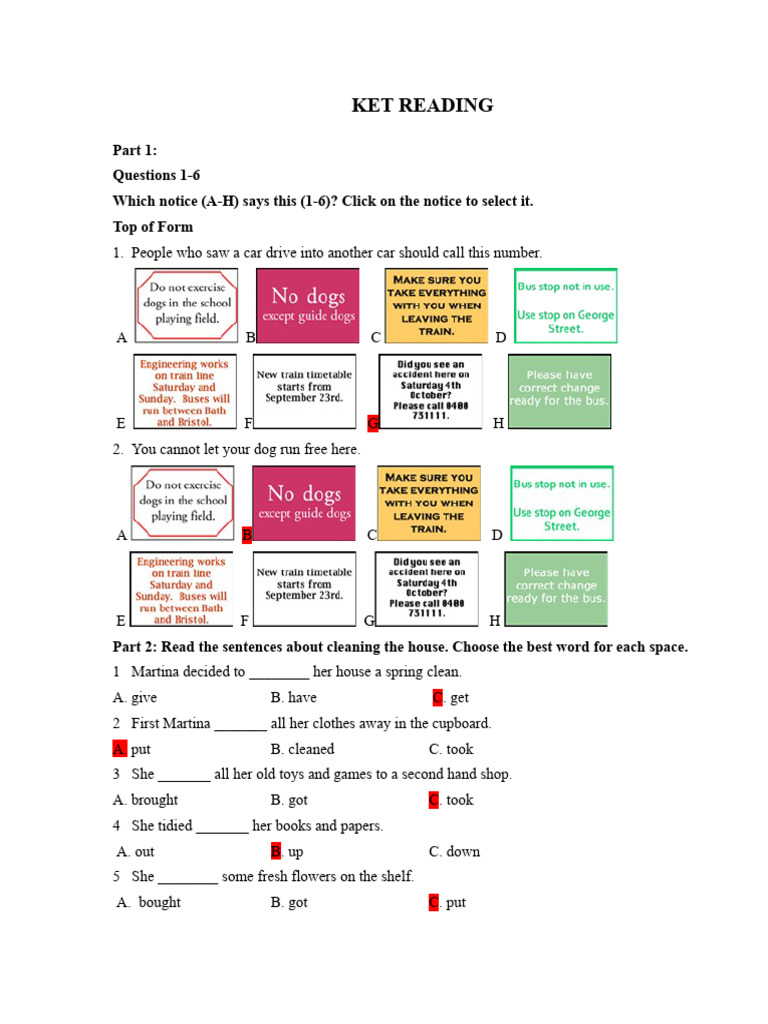 De Thi Tieng Anh KET Doc Va Viet | PDF