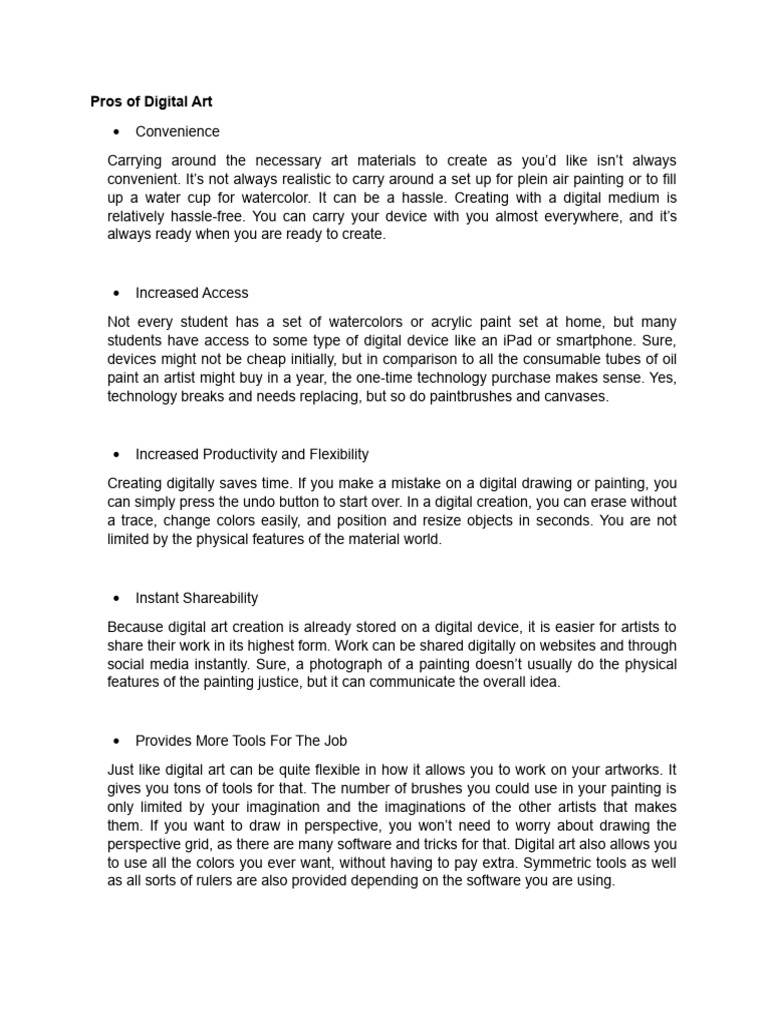 Pros of Digital Art | PDF | Paintings