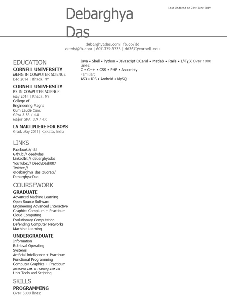 Template CV | PDF | Computing | Computer Science