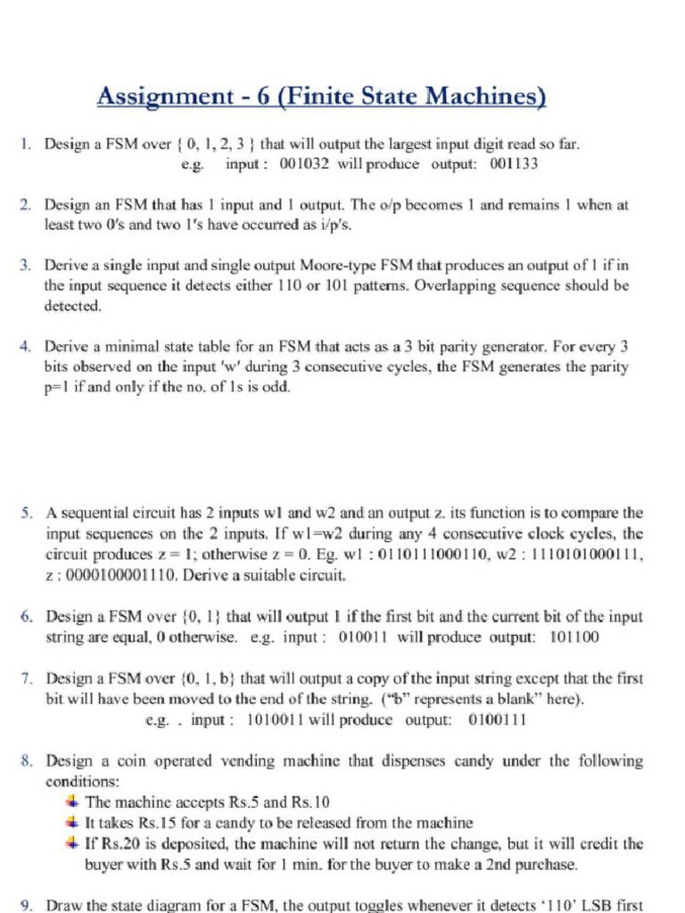 Assignment 6 FSM | PDF