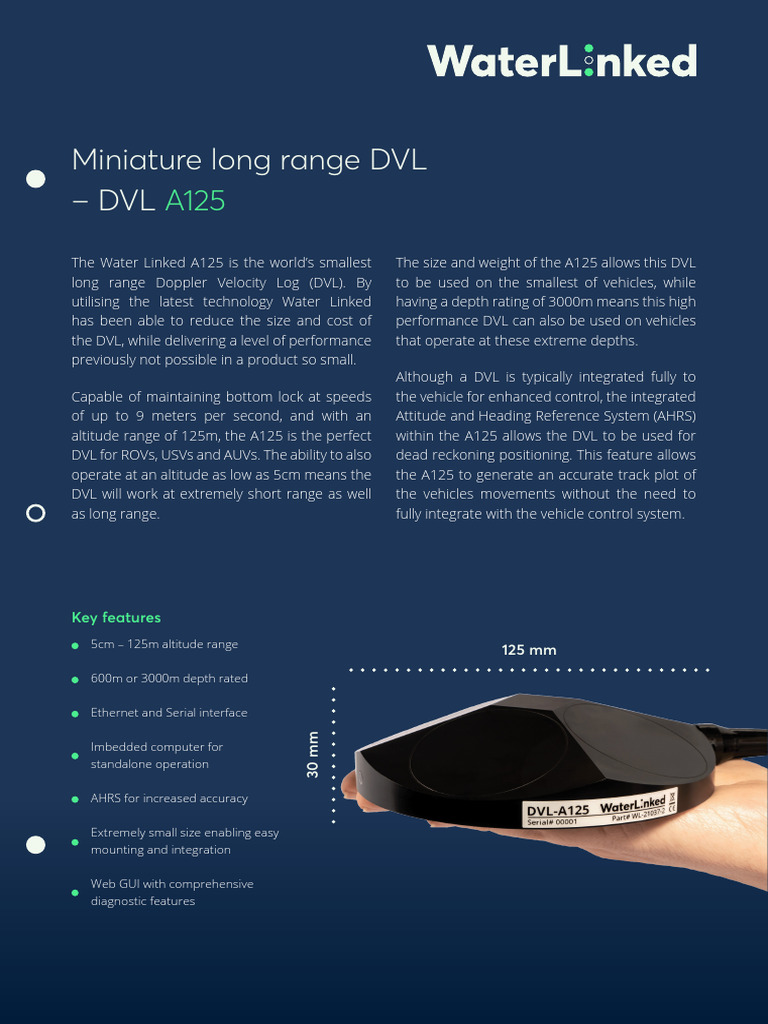 Miniature Long Range DVL - DVL: Key Features | PDF | Electrical ...