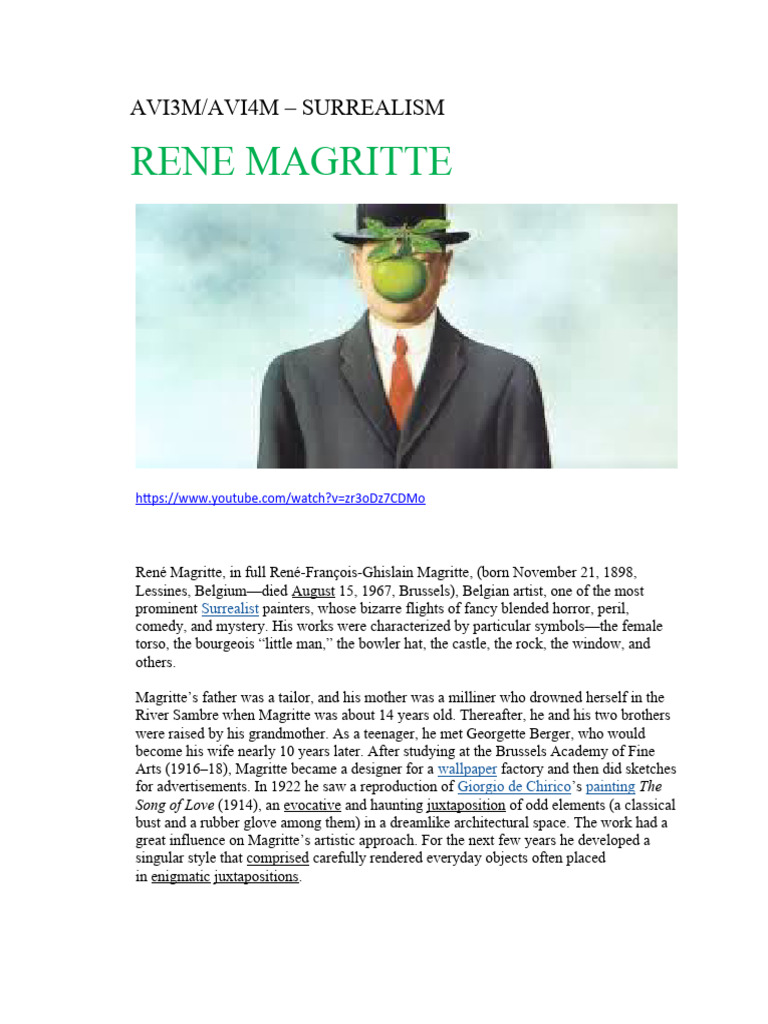 René Magritte: Surrealist Masterpieces | PDF | Paintings | The Arts