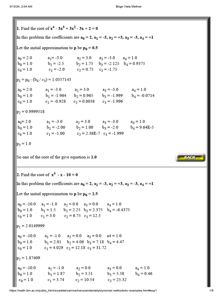 Birge Vieta Method | PDF