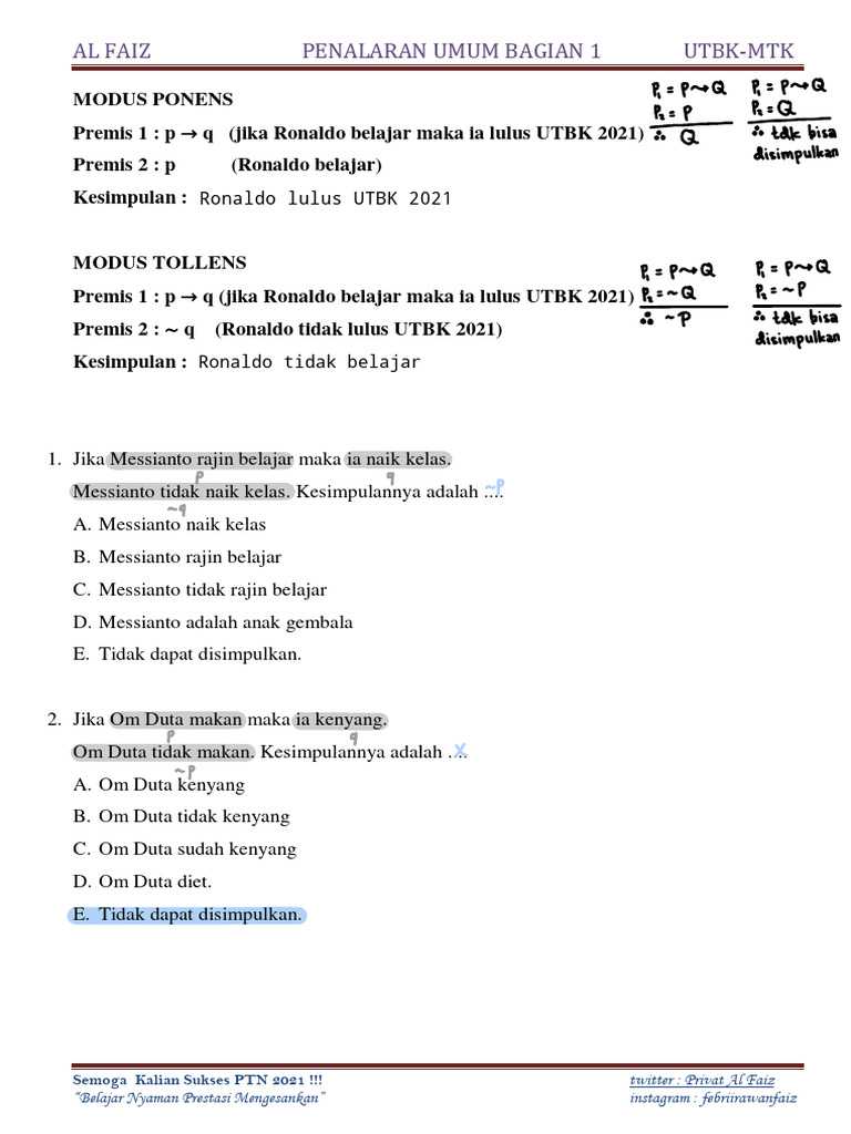 Silogisme, Modus Ponens, Modus Tollens | PDF | Ilmu Sosial