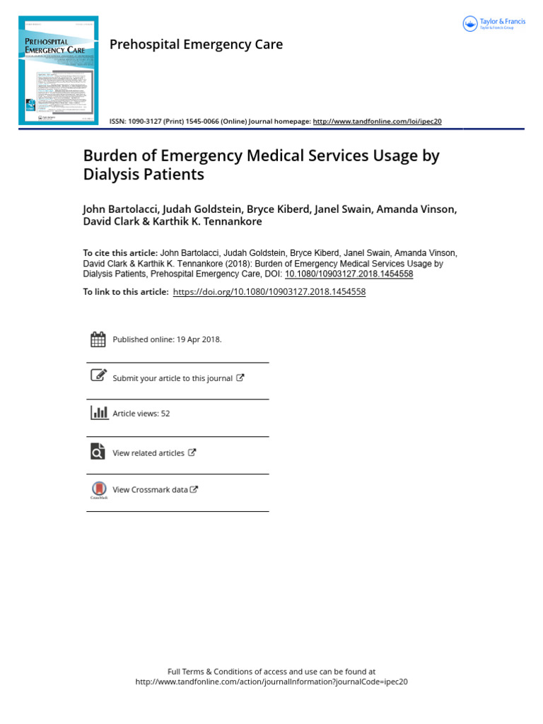 Burden of Emergency Medical Services Usage by Dialysis Patients | PDF ...