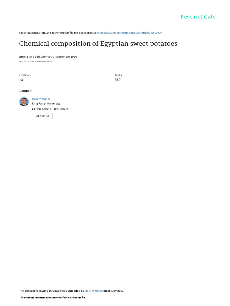 Chemical Composition of Egyptian Sweet P | PDF | Amino Acid | Proteins