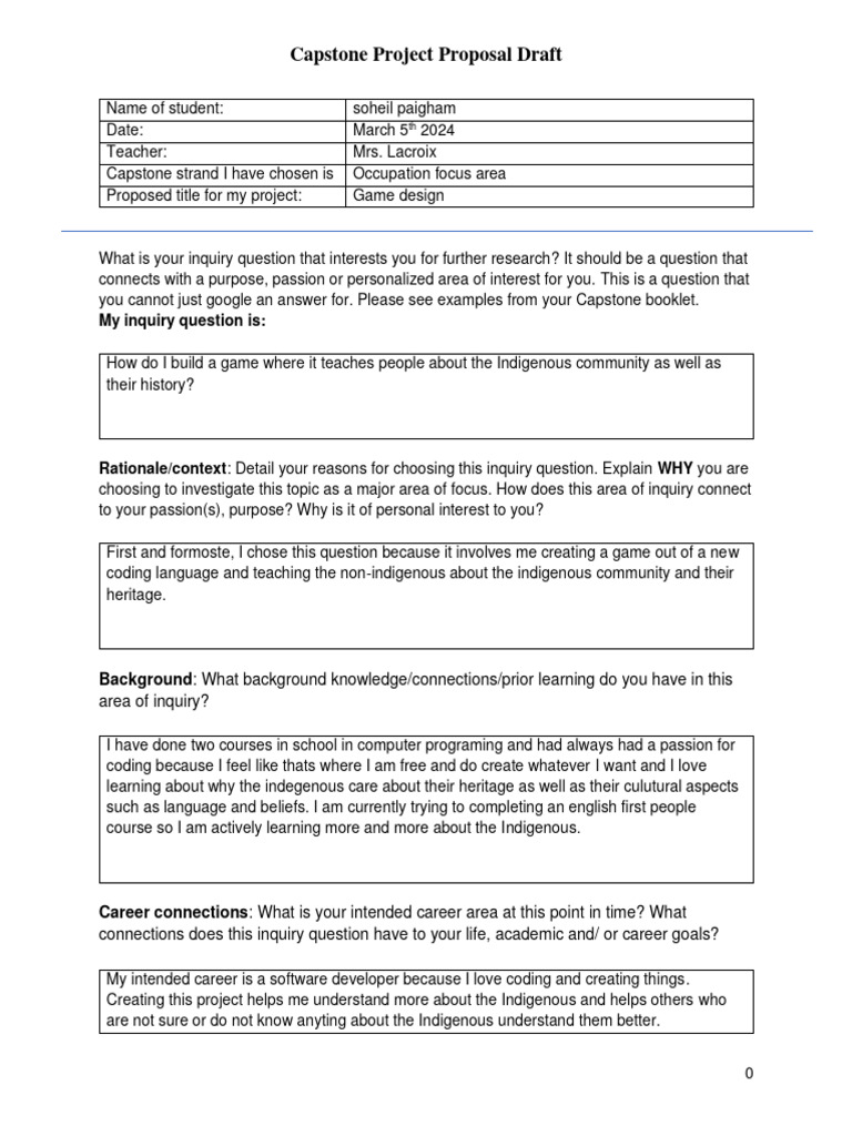 Use This One Edited - Capstone Project Propos | PDF | Mentorship ...