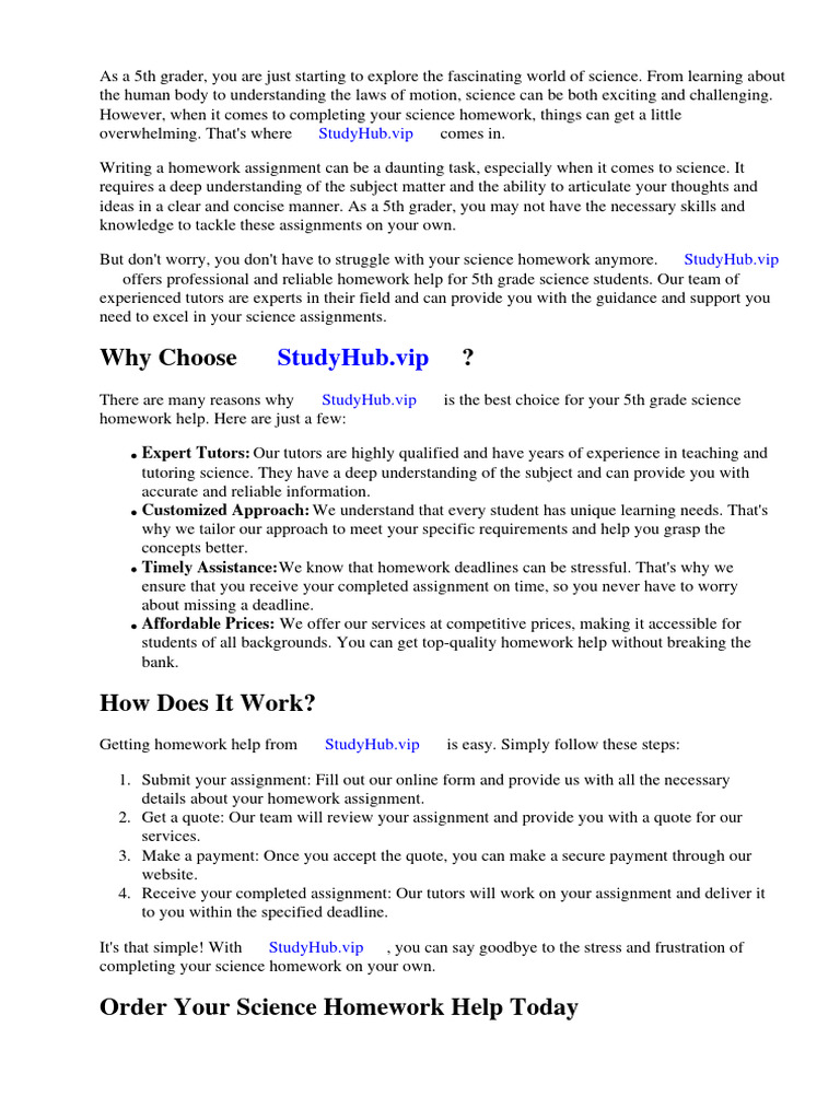 Homework Help Science 5th Grade | PDF | Worksheet | Science