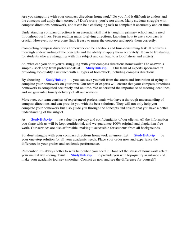 Compass Directions Homework | Download Free PDF | Facebook | Homework