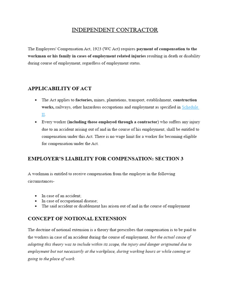 Independent Contractor Research | PDF | Employment | Workers' Compensation