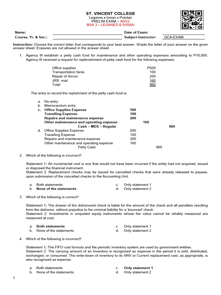 Adv2 Set A Answer Key 1 | Download Free PDF | Depreciation | Fair Value