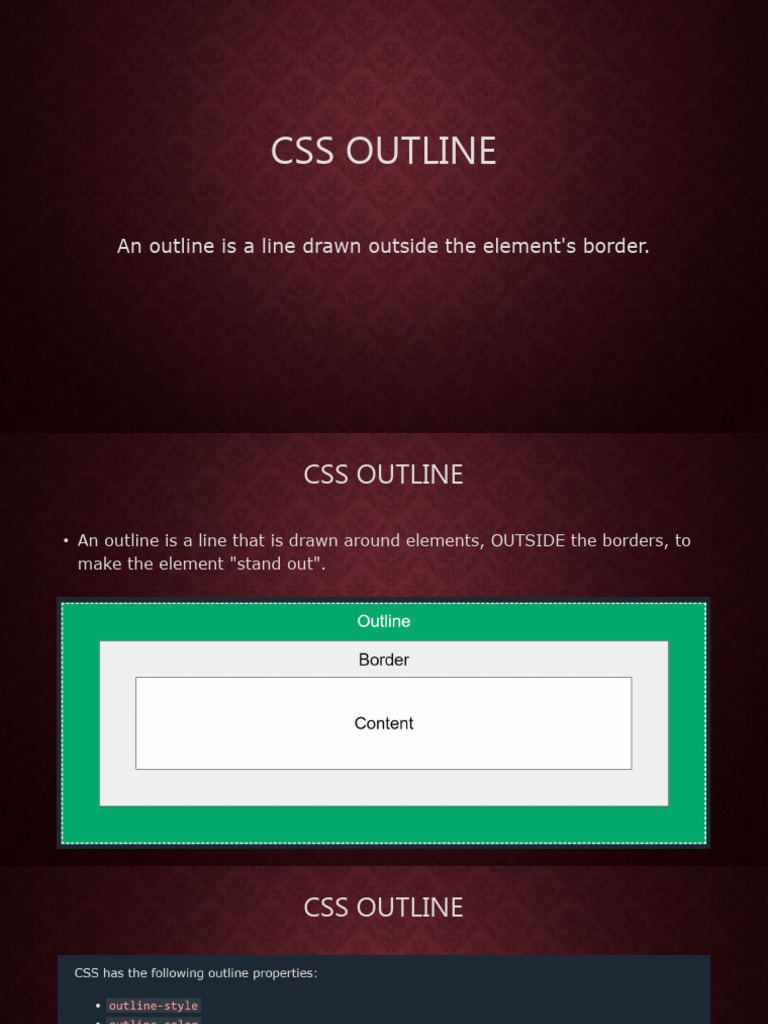 CSS Outline and Text Styling Guide | PDF | Teaching Methods & Materials ...