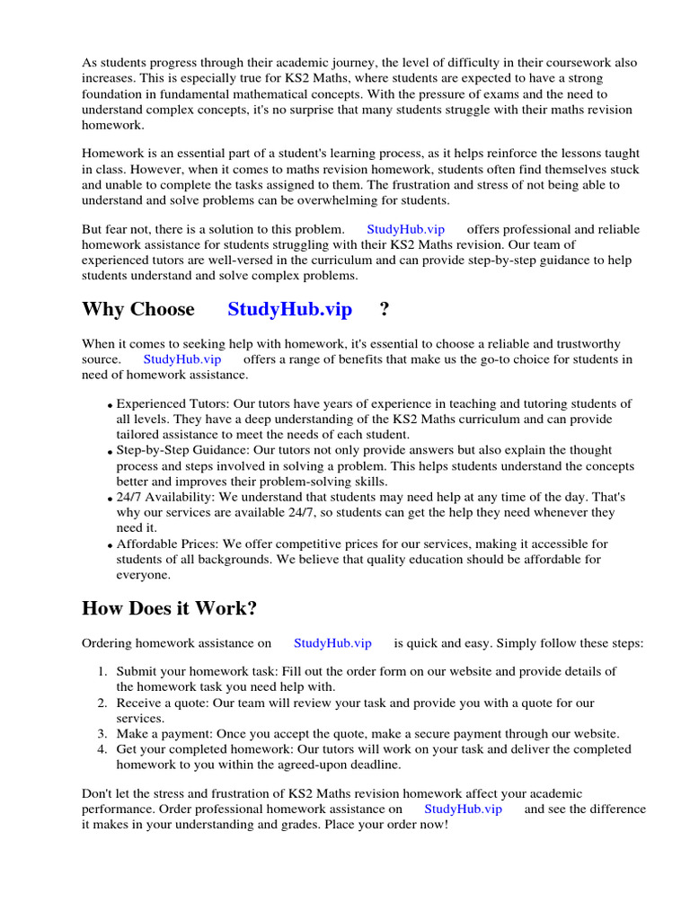 Maths Revision Homework Ks2 | PDF | Homework | Facebook