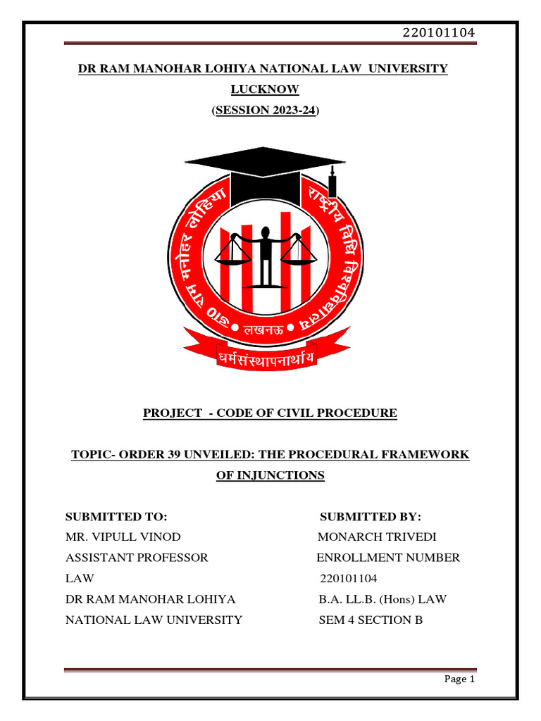 CPC Project | PDF | Injunction | Legal Remedy