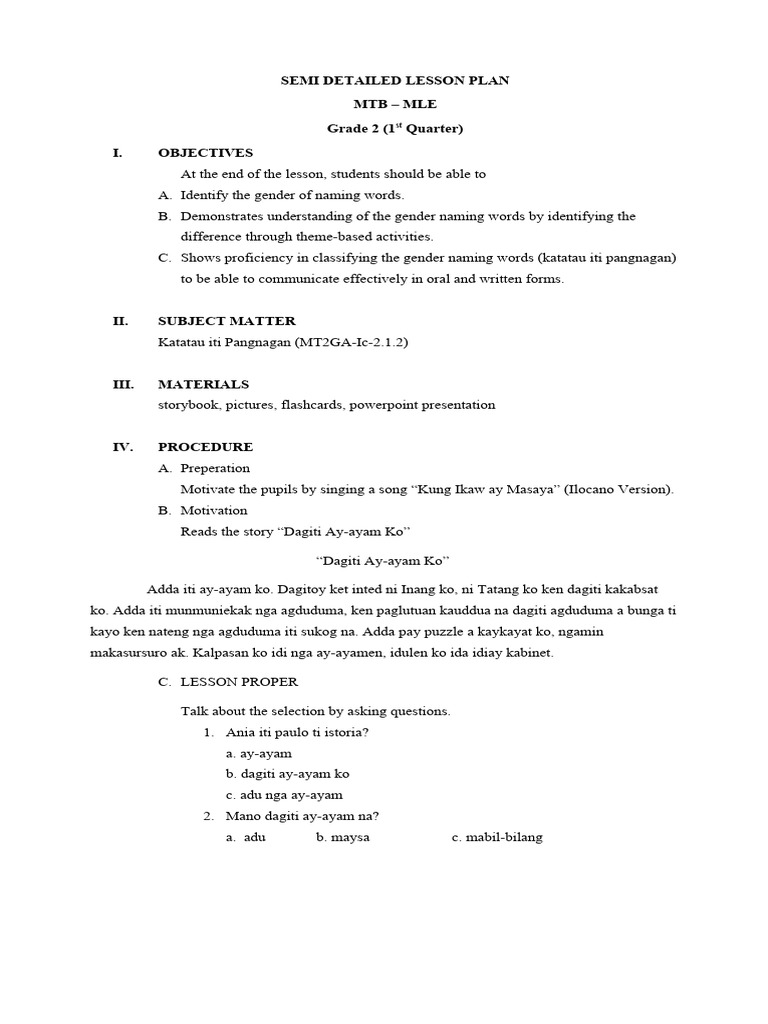 Semi Detailed Lesson Plan | PDF