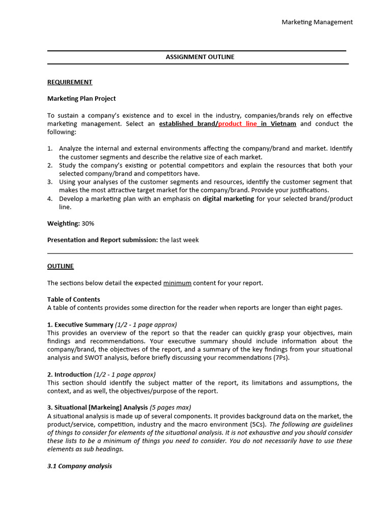 Assignment Outline | Download Free PDF | Market Segmentation | Marketing