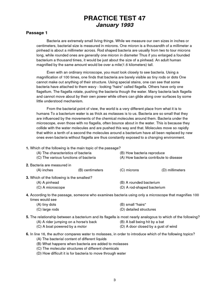 A Collection of TOEFL Reading Comprehension Tests 352 | PDF | Bacteria ...