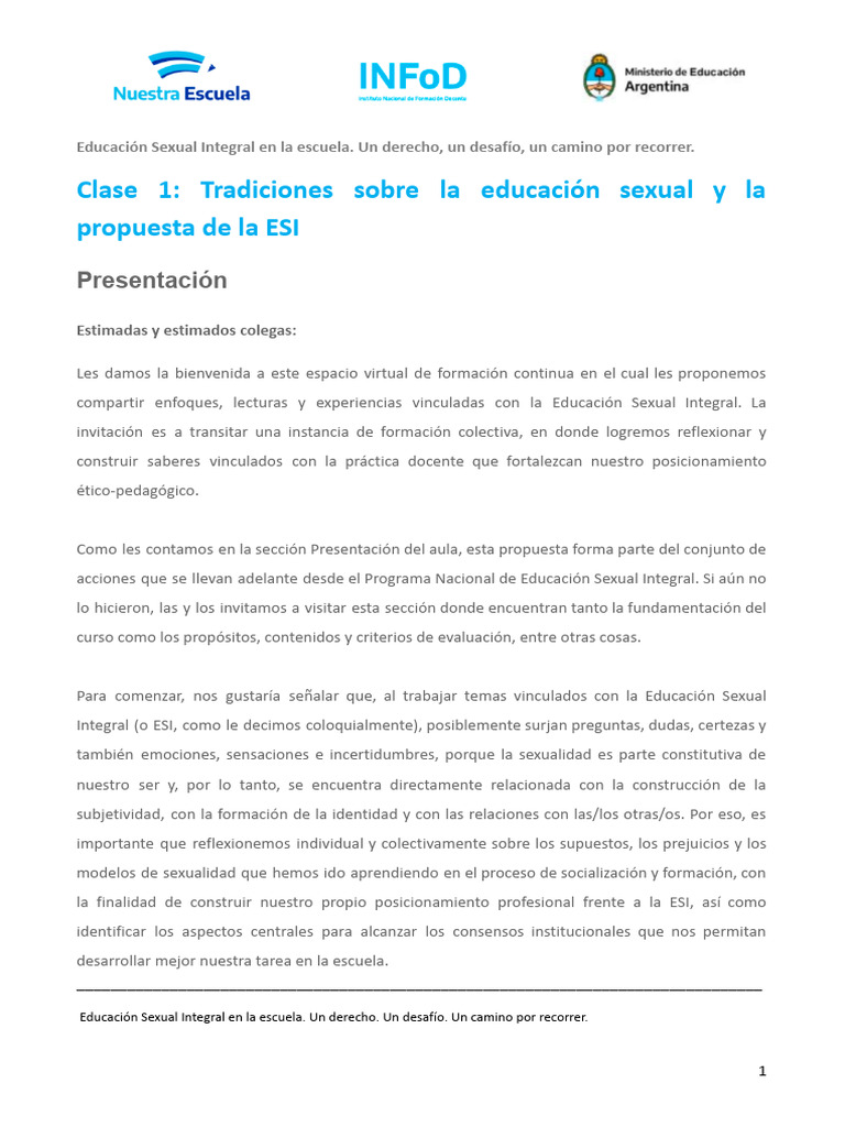 Curso 205-Clase01 | PDF | Educación sexual | La sexualidad humana