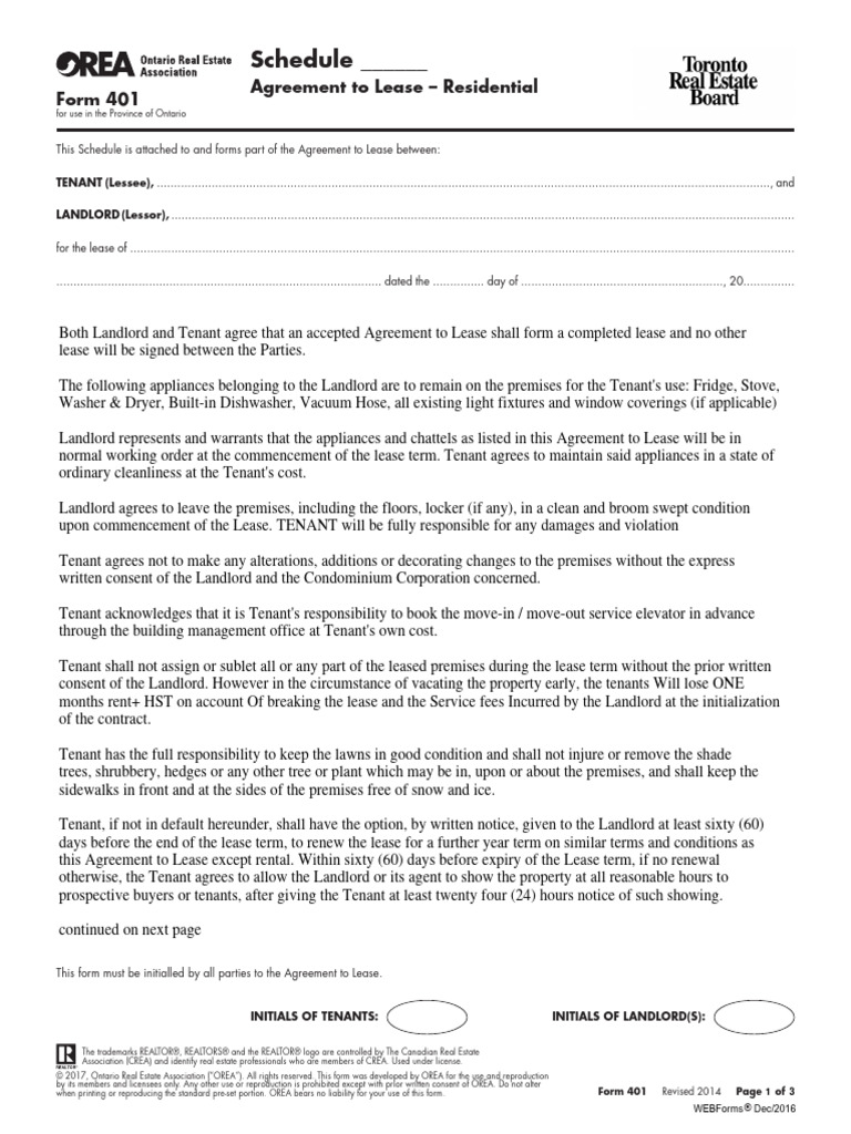 Schedule A Lease | PDF | Lease | Leasehold Estate