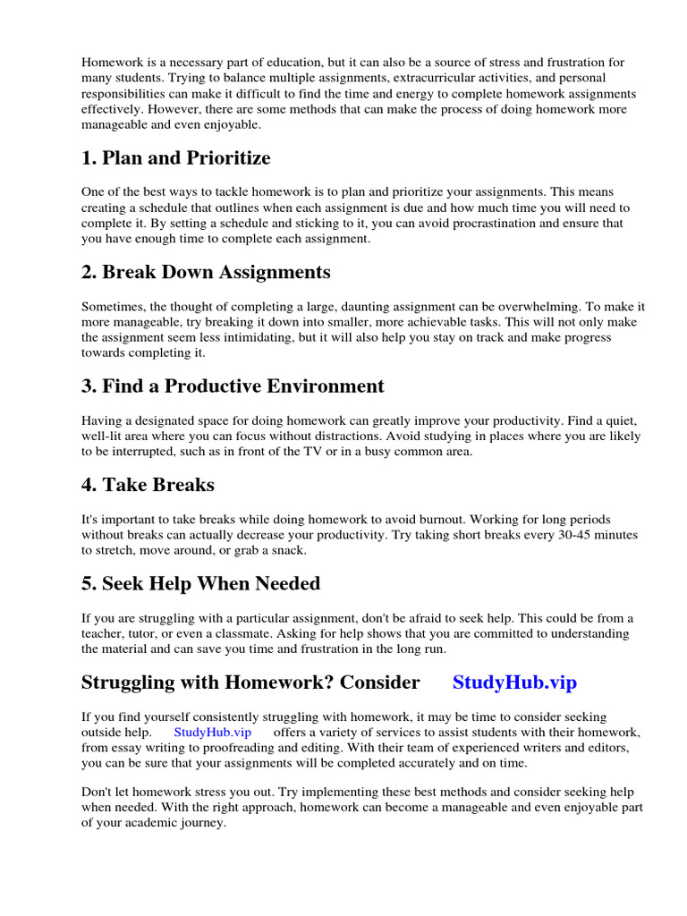 Best Homework Methods | PDF | Homework | Learning