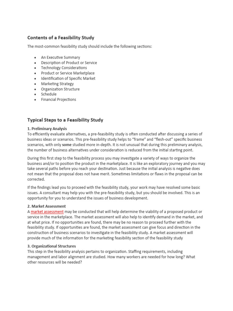 Essential Components of a Feasibility Study | PDF | Feasibility Study ...