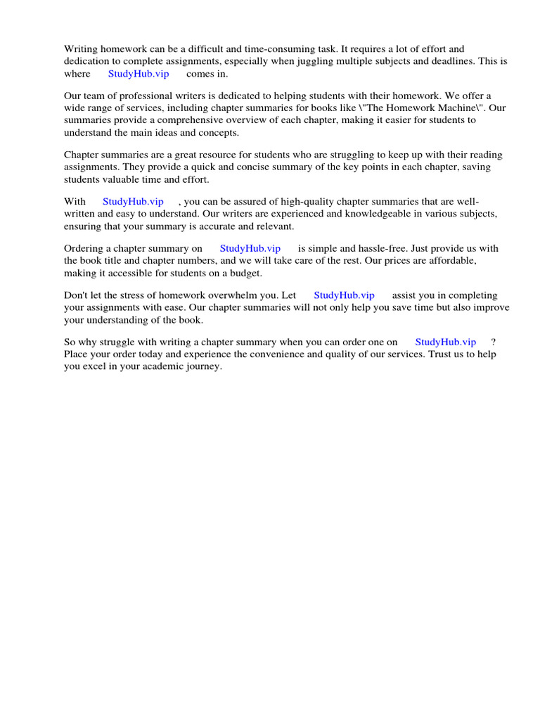 The Homework Machine Chapter Summary | PDF | Homework | Learning