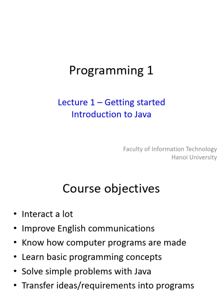 Lecture 1 | PDF | Java (Software Platform) | Java (Programming Language)