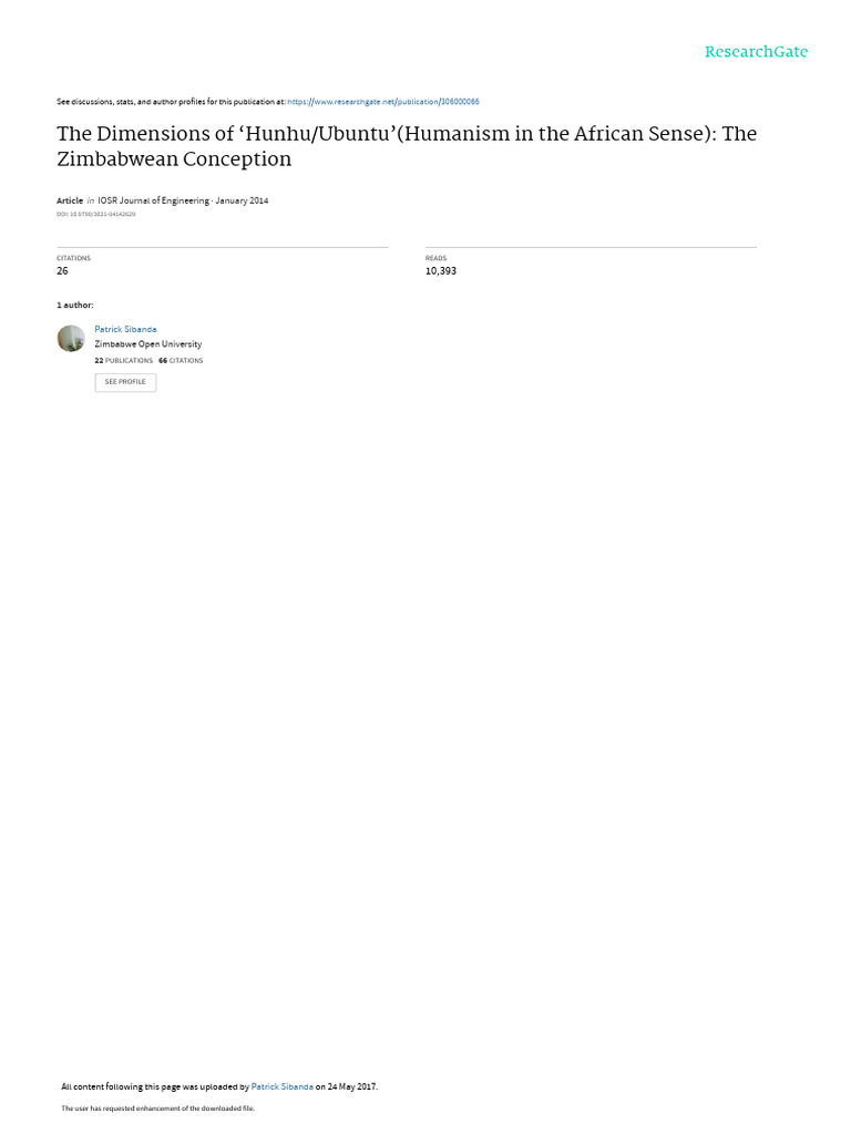 The Dimensions of HunhuUbuntuHumanism in The Afr | PDF | Liberal Arts ...