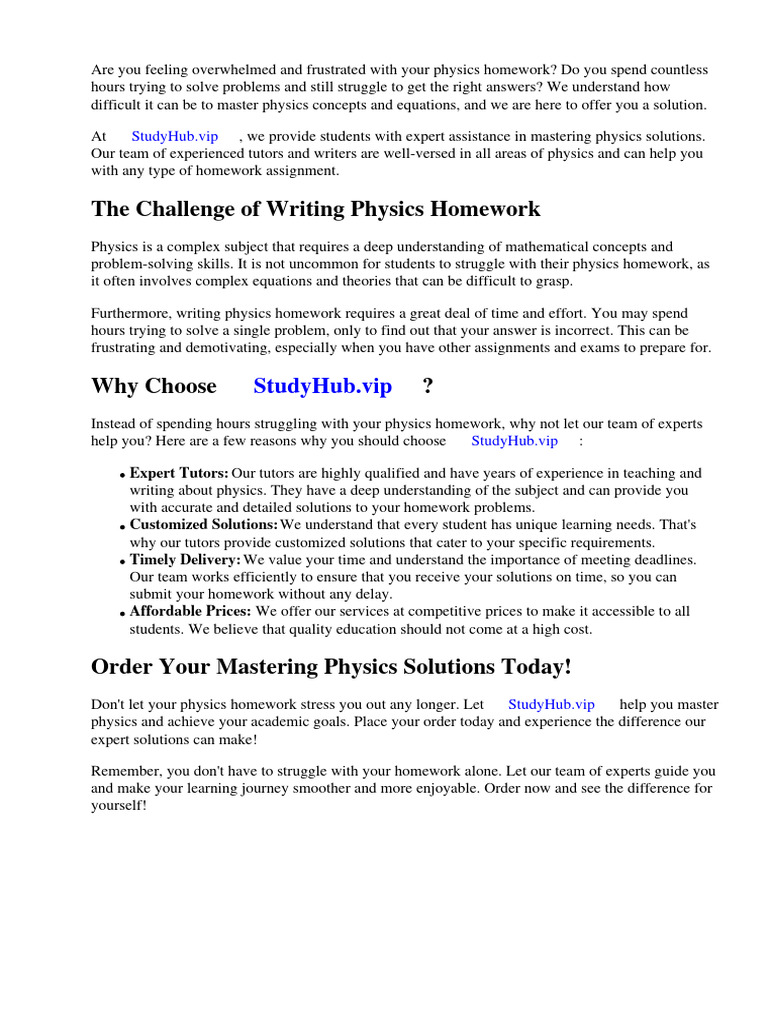 Expert Help for Mastering Physics | PDF | Homework | Physics