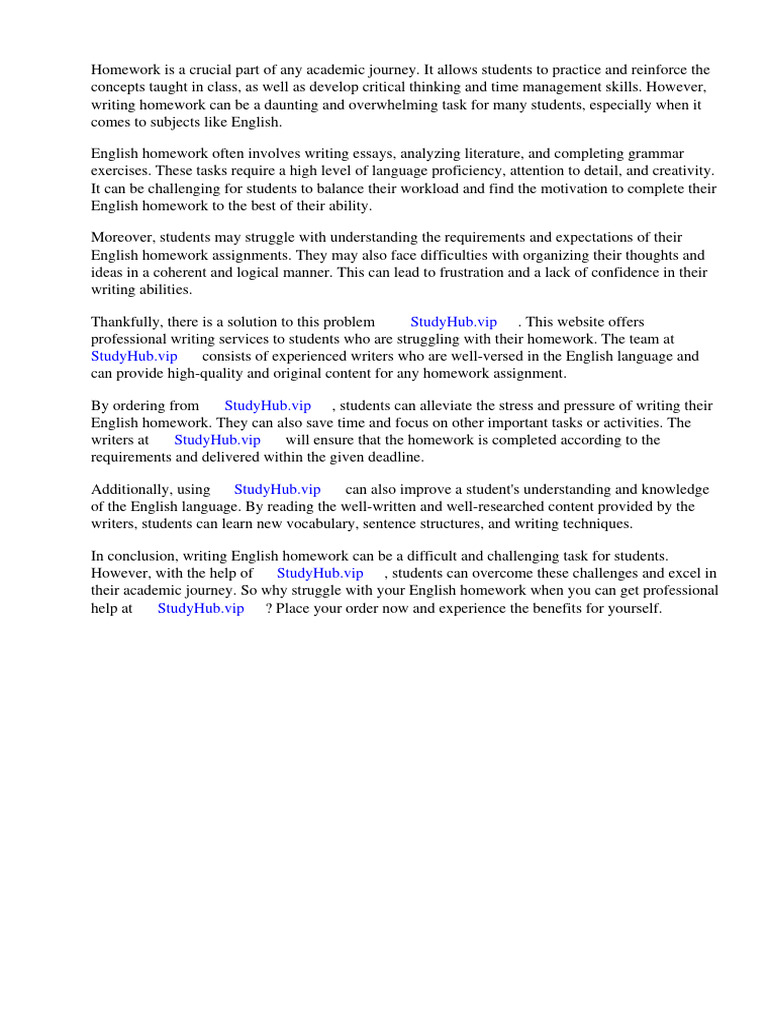 English Homework Help at StudyHub.vip | PDF | Homework | Thought