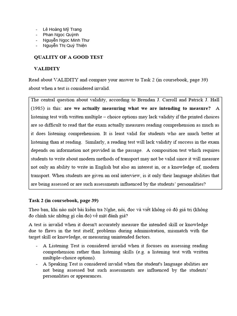 Validity Practicality Reliability Pdf Cognition Human Communication