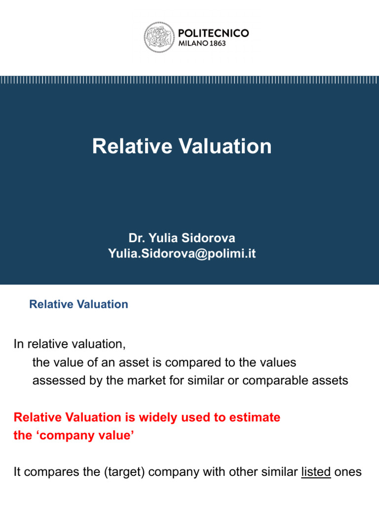 Relative Valuation | PDF | Valuation (Finance) | Equity (Finance)