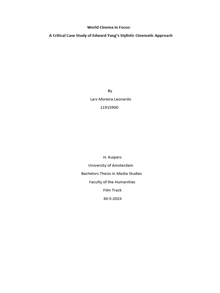 World Cinema in Focus: A Critical Case Study of Edward Yang's Stylistic ...