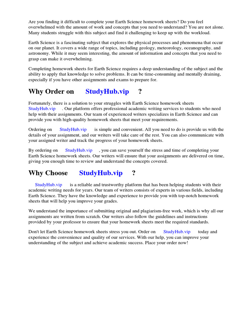 Earth Science Homework Sheets | PDF | Earth | Science