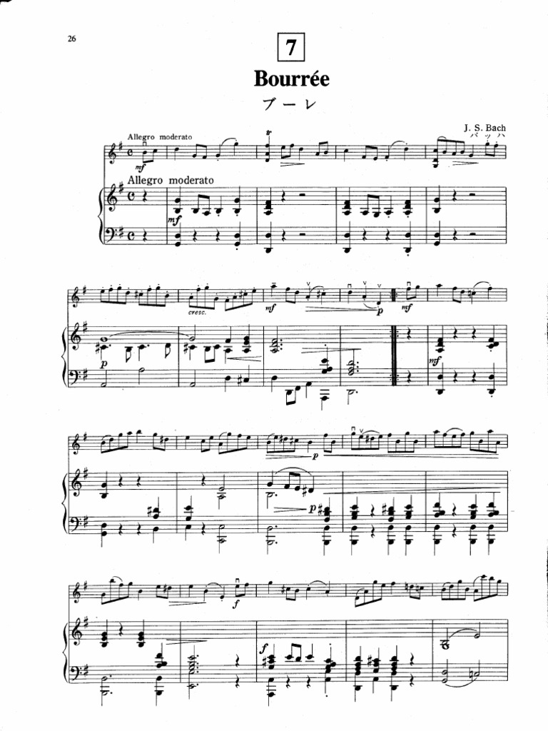 Bach - Bourree Piano | PDF