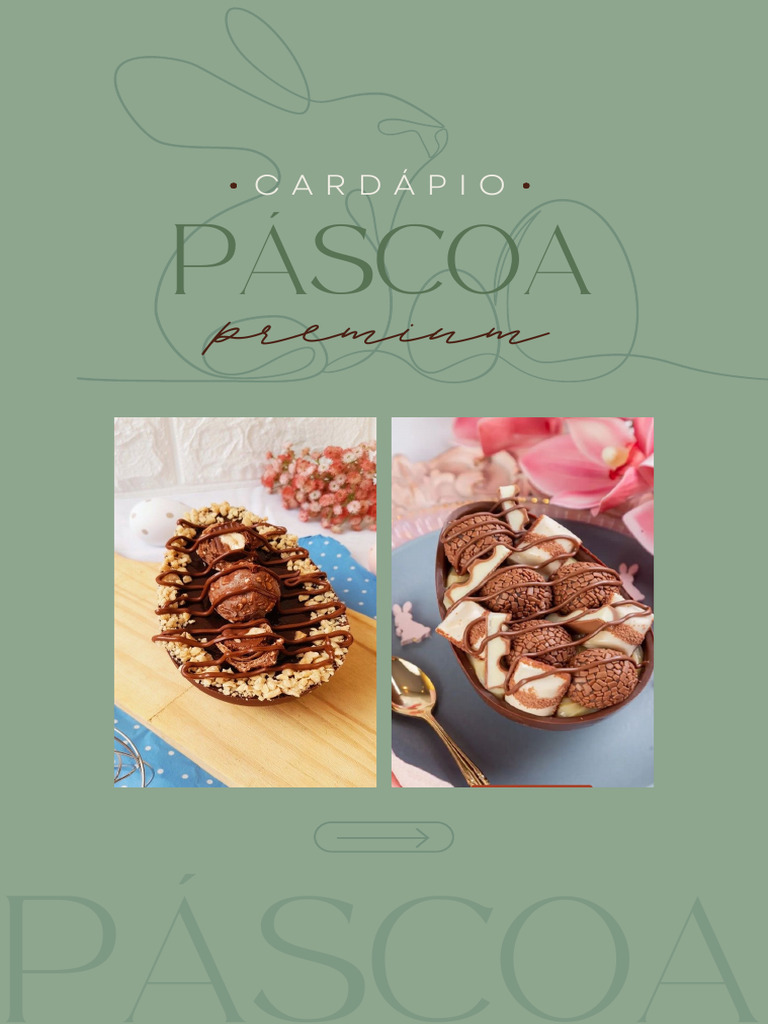 Cardápio de páscoa moderno marrom e verde menta menu | PDF | Chocolate ...