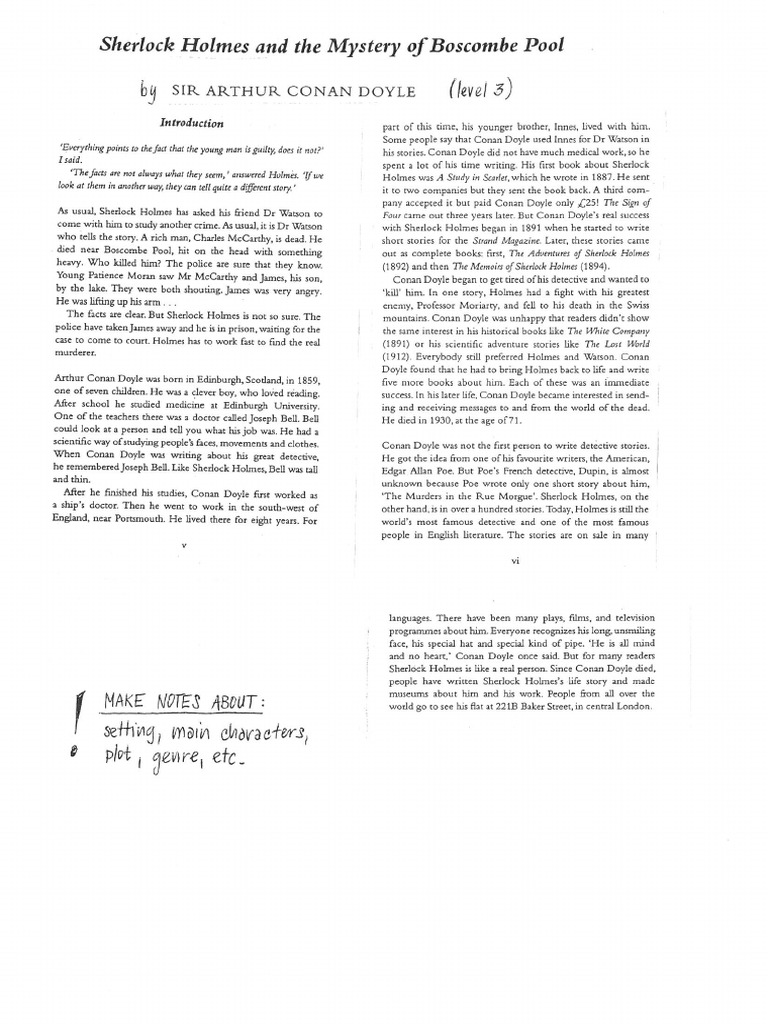 Sherlock Holmes and The Mystery of Boscombe Pool PDF | PDF