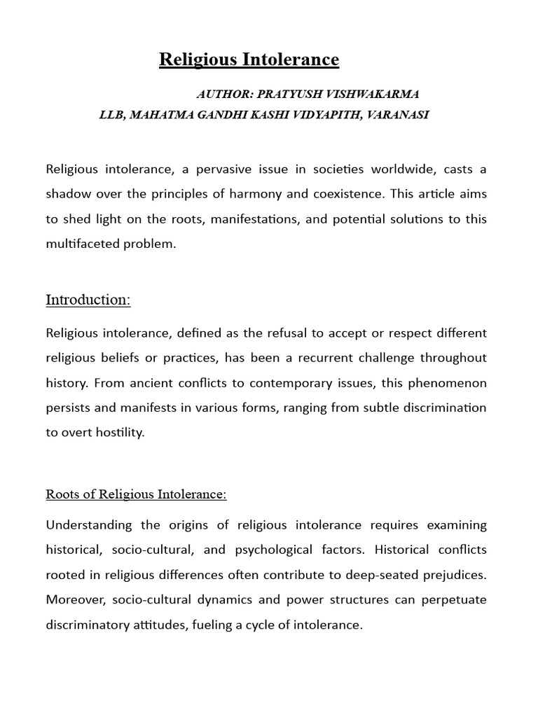 Understanding Religious Intolerance | PDF | Discrimination | Interfaith ...