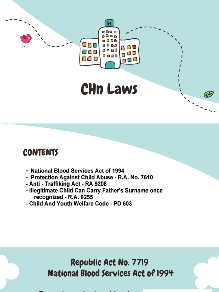 Copy-of-CHN-Laws-2 2 | PDF | Blood Donation | Child Abuse