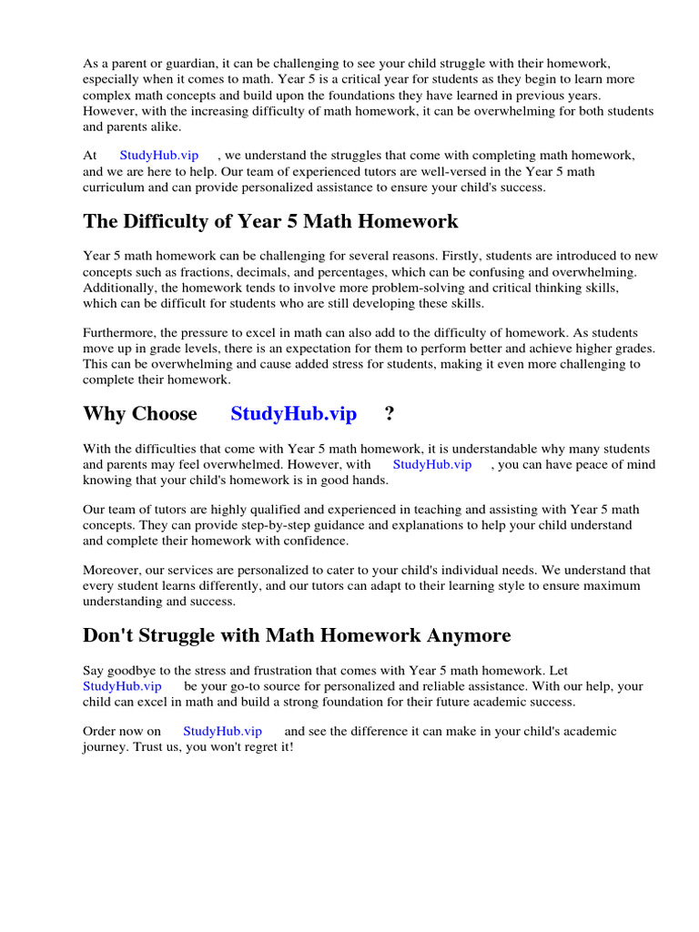 Math Homework Year 5 | PDF | Worksheet | Mathematics