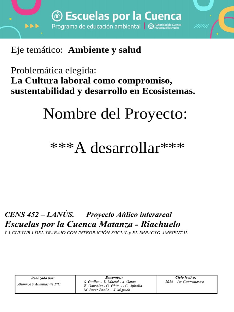 EN DESARROLLO Problem Tica Dicyt 1 3C 1er Cuatrimestre 2024 | PDF | Residuos | Entorno natural