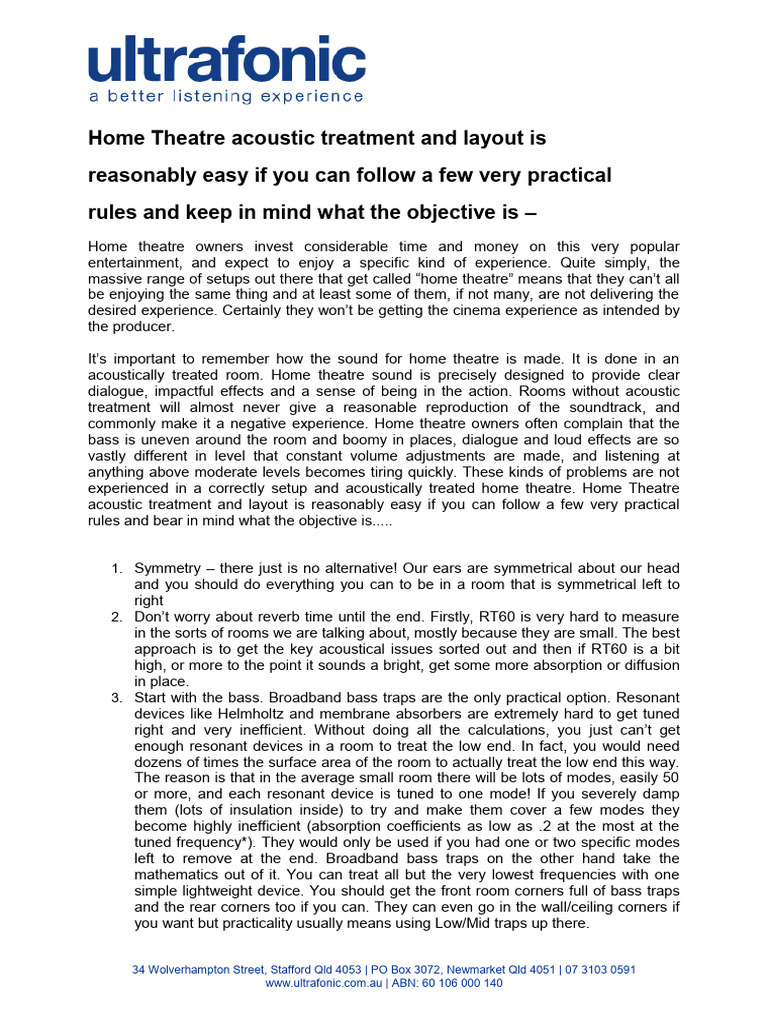 Home Theatre Acoustic Setup | PDF | Acoustics | Classical Mechanics